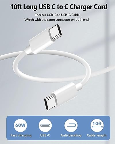 iPhone 15 Pro/15 Pro Max Charger, 35W USB C Charger Block with 10ft USB-C to C Fast Charing Cable for iPhone 15/15 Pro/15 Pro Max/15 Plus, iPad Pro 12.9/11, iPad Air 5/4, iPad 10