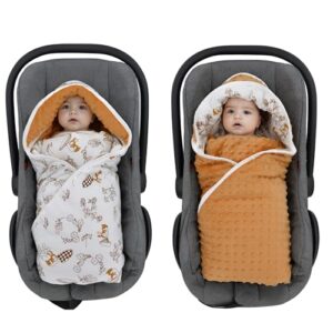 Miracle Baby Swaddling Blanket for Baby Seat,100% Cotton 35"x35" Winter Baby Car Seat Blanket Universal Baby Blanket for Baby Seat Car Seat Pram Buggy, Bunny