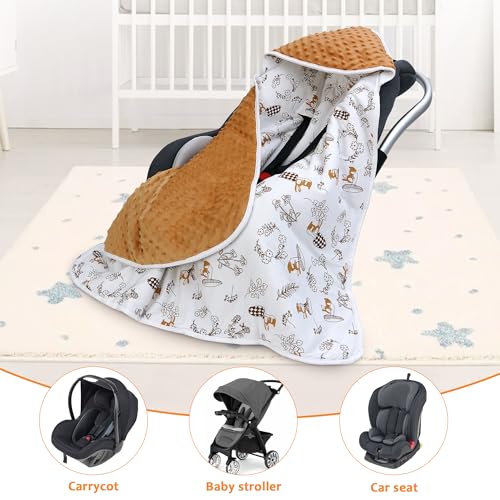 Miracle Baby Swaddling Blanket for Baby Seat,100% Cotton 35"x35" Winter Baby Car Seat Blanket Universal Baby Blanket for Baby Seat Car Seat Pram Buggy, Bunny