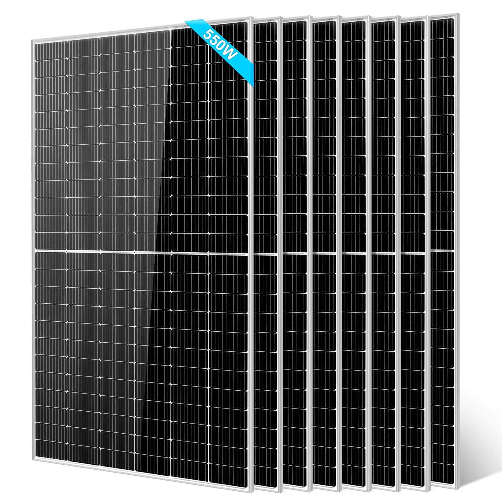 SUNGOLDPOWER 8PCS 550W Solar Panels Monocrystalline, Grade A Solar Cell,Waterproof IP68,High Efficiency Solar Panel for Charging Station,Household,Marine,RV,On/Off Grid Solar System (Total 4400W)