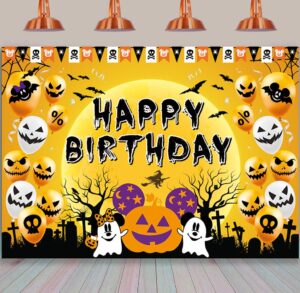 halloween backdrop halloween birthday party decorations halloween pumpkin head for children birthday happy banner halloween baby shower props banner photo decorations 5x3ft