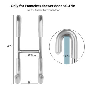 NINETREX Shower Door Towel Hooks, Over Glass Door Brushed Nickel Hook for Bathrooms,Towel Rack Heavy Duty 304 Stainless Steel for Towels Frameless Glass Door，Coats，Squeegee，loofah，4 Pack,Silver