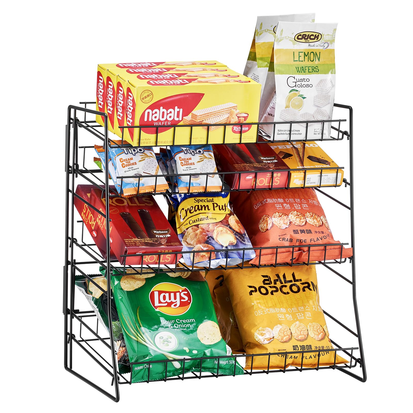 Glolaurge Candy Display Rack, Snack Display Stand, Wire Chip Organizer for Countertop, Stores, Office