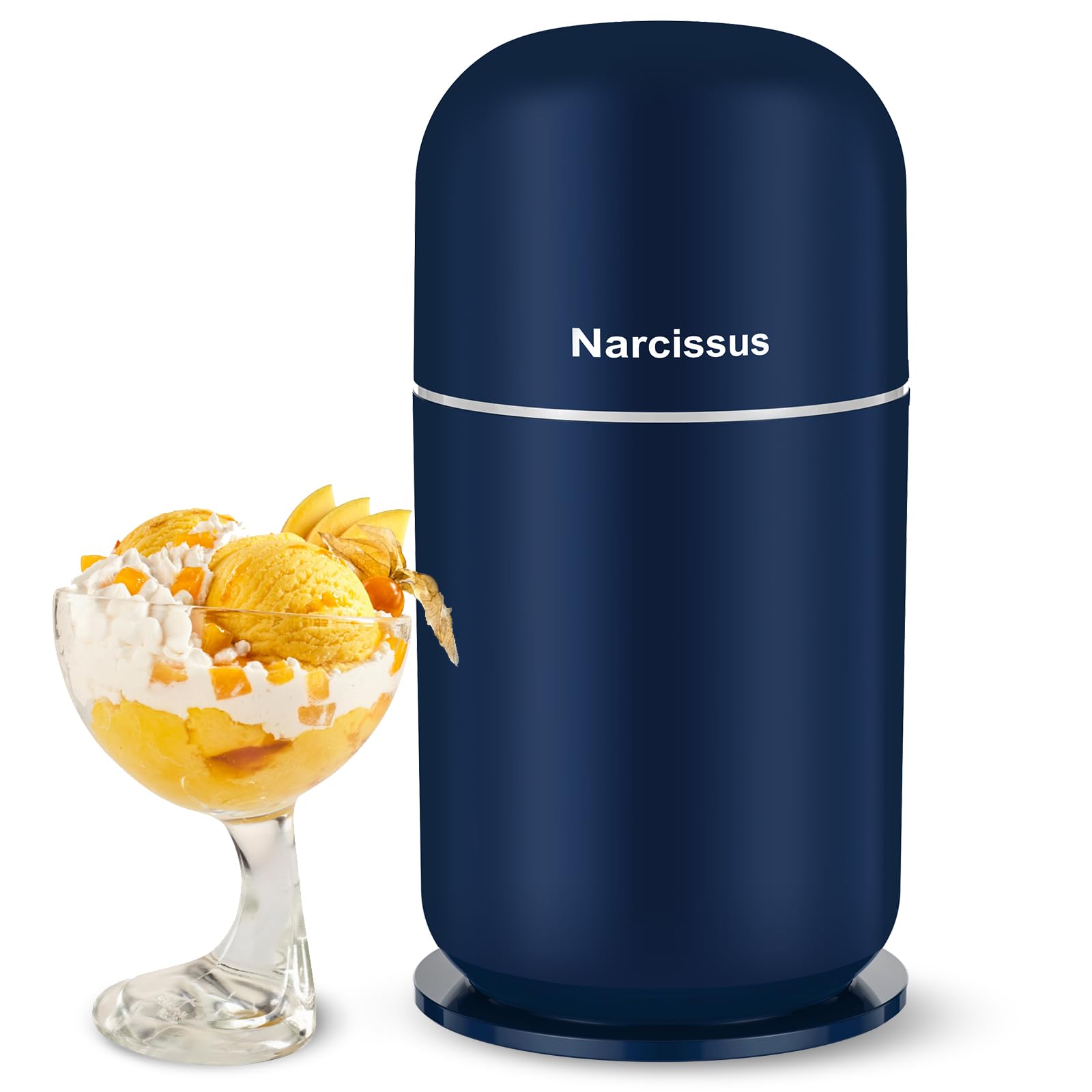 Narcissus Ice Cream Maker Machine for Gelato, Sorbet, Frozen Yogurt & Smoothie, 150ml Solid Ice Cream Once, Suitable for 1-2 People, with 30 Recipes