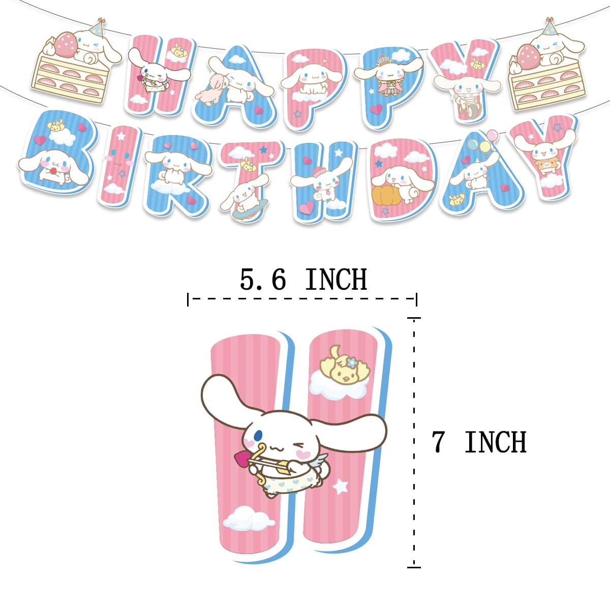 Cinnamoroll Birthday Decorations, Cinnamoroll Party Supplies Including Banner, Balloons, Cake Topper, and Cupcake Toppers