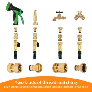 Garden Hose Quick Connect Solid Brass Garden Hose Connector Water Hose Connectors Easy Connect Fittings Standard 3/4 inch GHT, 4 Complete Sets female & Male, Free Washers & Gaskets