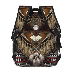 MANQINF Native American Indian Backpack,Retro Bookbags Laptop Bag Shoulder Bags Travel Hiking Camping Daypack for Men Women