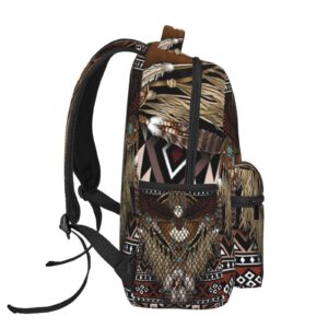 MANQINF Native American Indian Backpack,Retro Bookbags Laptop Bag Shoulder Bags Travel Hiking Camping Daypack for Men Women