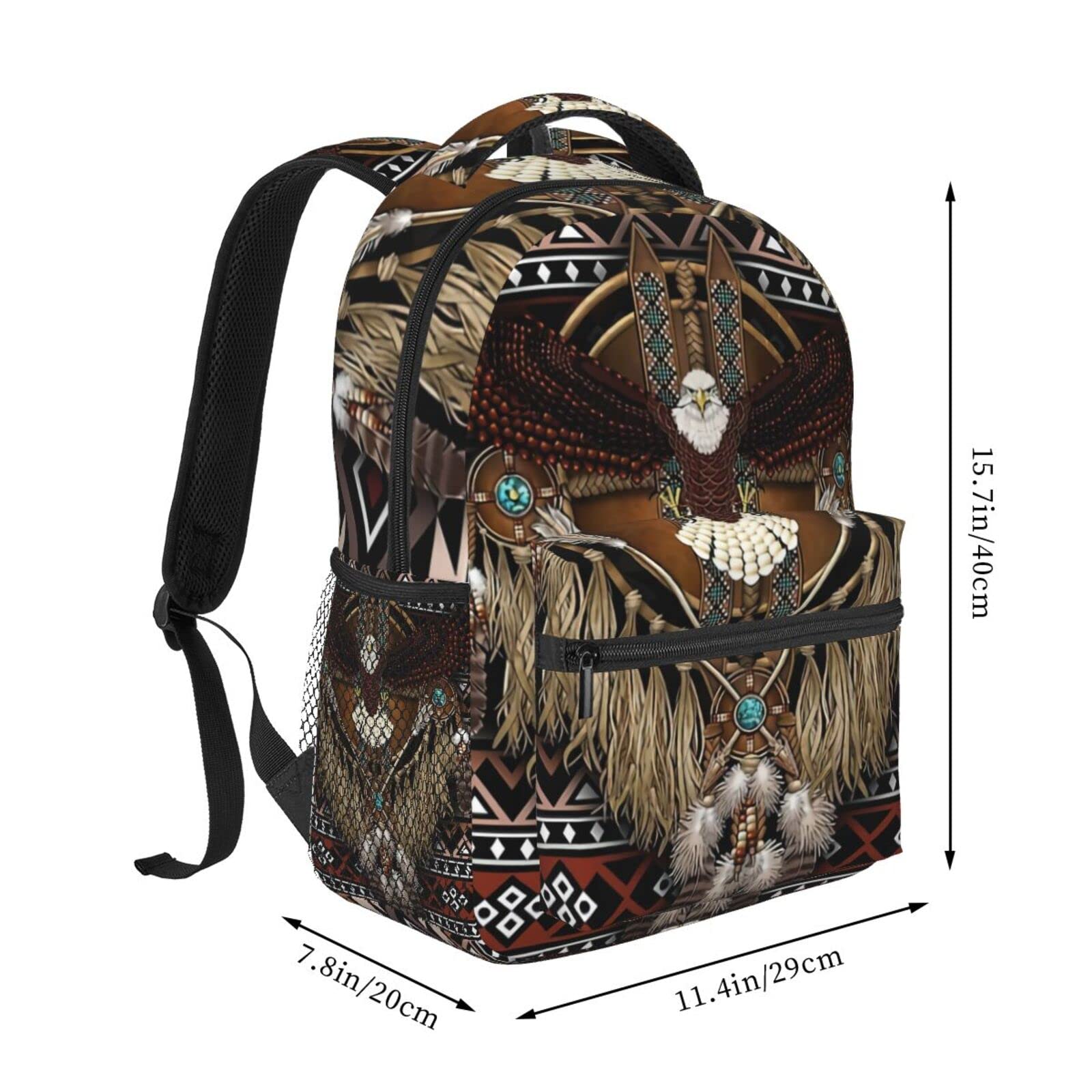 MANQINF Native American Indian Backpack,Retro Bookbags Laptop Bag Shoulder Bags Travel Hiking Camping Daypack for Men Women