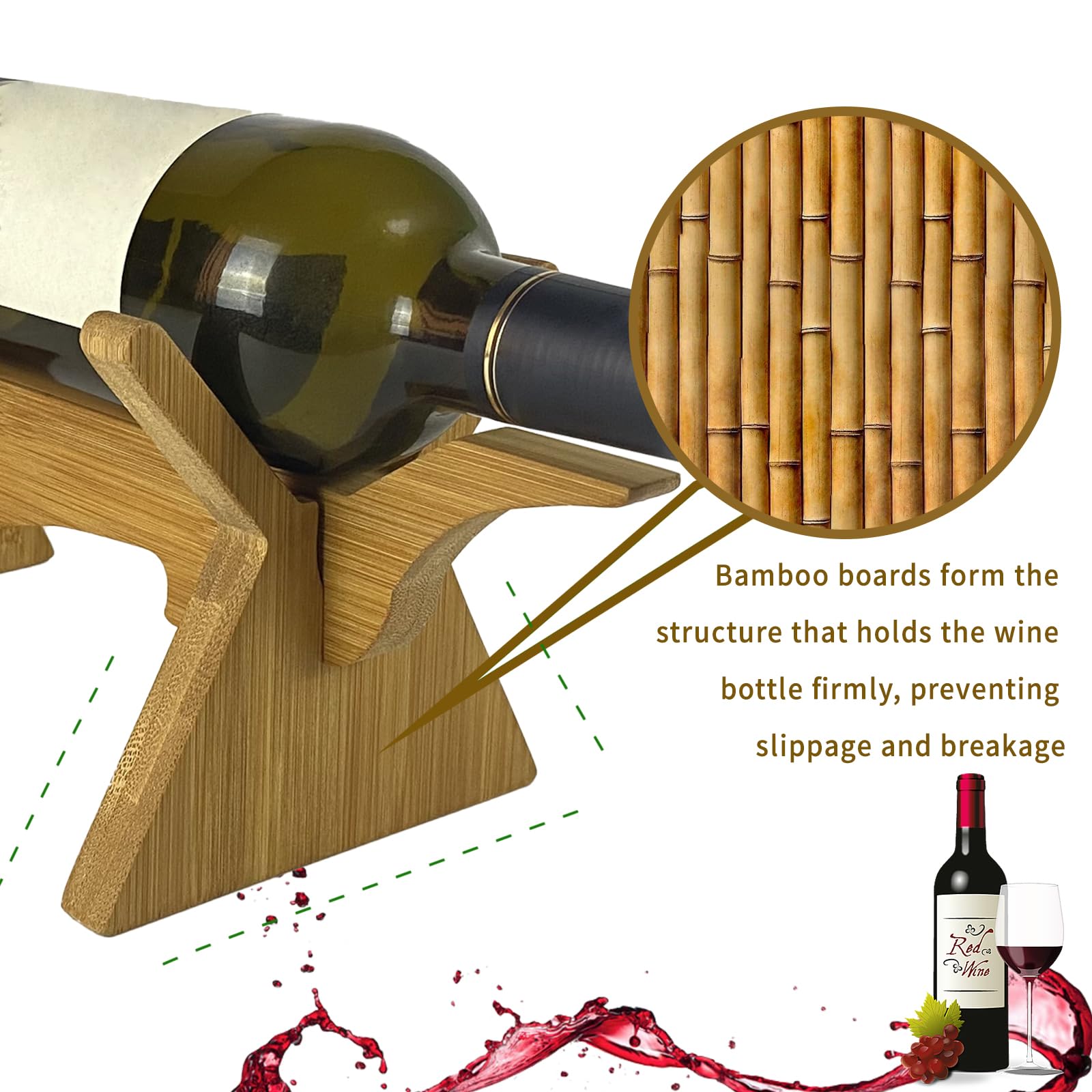 Bantlou Wood Table Top Wine Rack, Single Bottle Countertop Holder for Home Party Bar Decorations, Wine Lover Gift, Home Decor