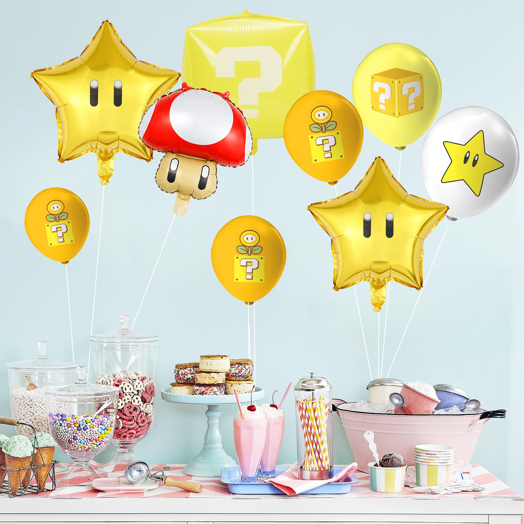 Game Balloons Birthday Party Decorations - Cartoon Birthday Party Supplies Set, Birthday Party Favor Decor Foil/Latex Balloons Set Photo Background for Kids Boys Girls Birthday Party, Baby Shower