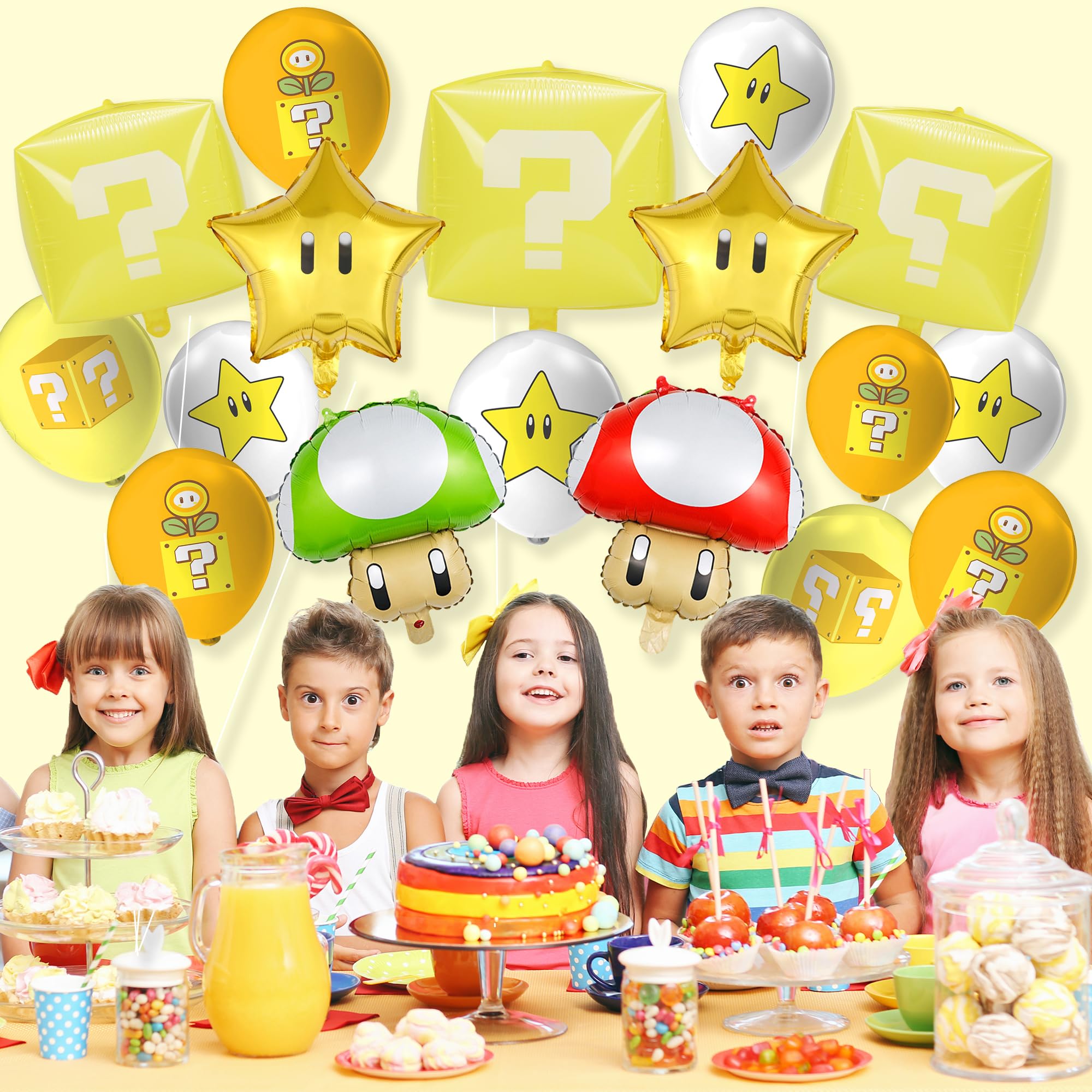 Game Balloons Birthday Party Decorations - Cartoon Birthday Party Supplies Set, Birthday Party Favor Decor Foil/Latex Balloons Set Photo Background for Kids Boys Girls Birthday Party, Baby Shower