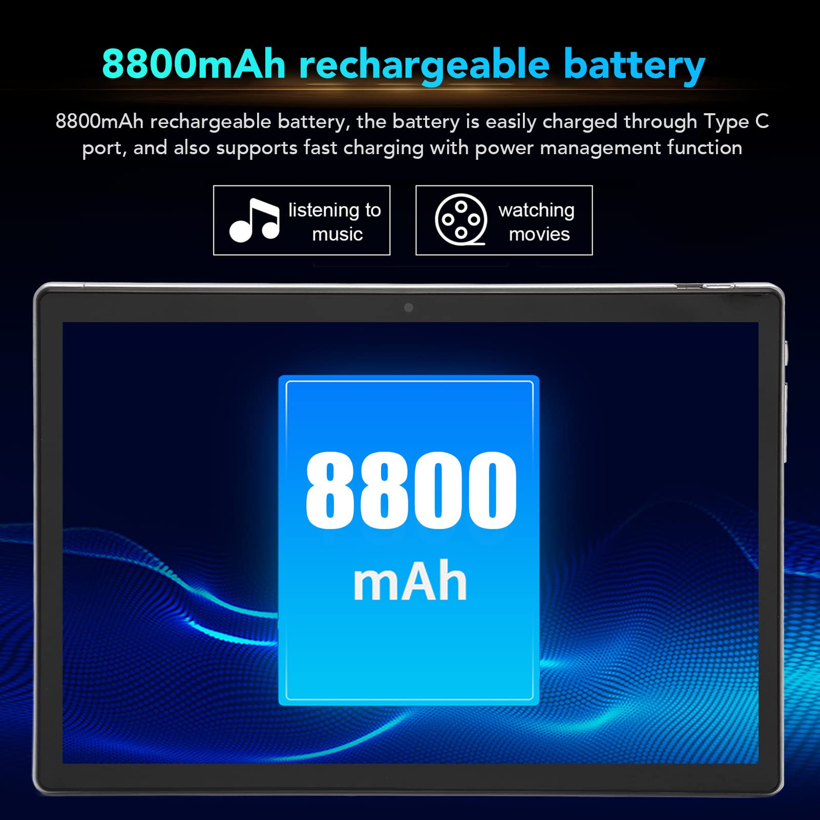 Tablet PC, 8800mAh 8GB RAM 128GB ROM IPS 10 Inch Tablet Octa Core for School (Silver)