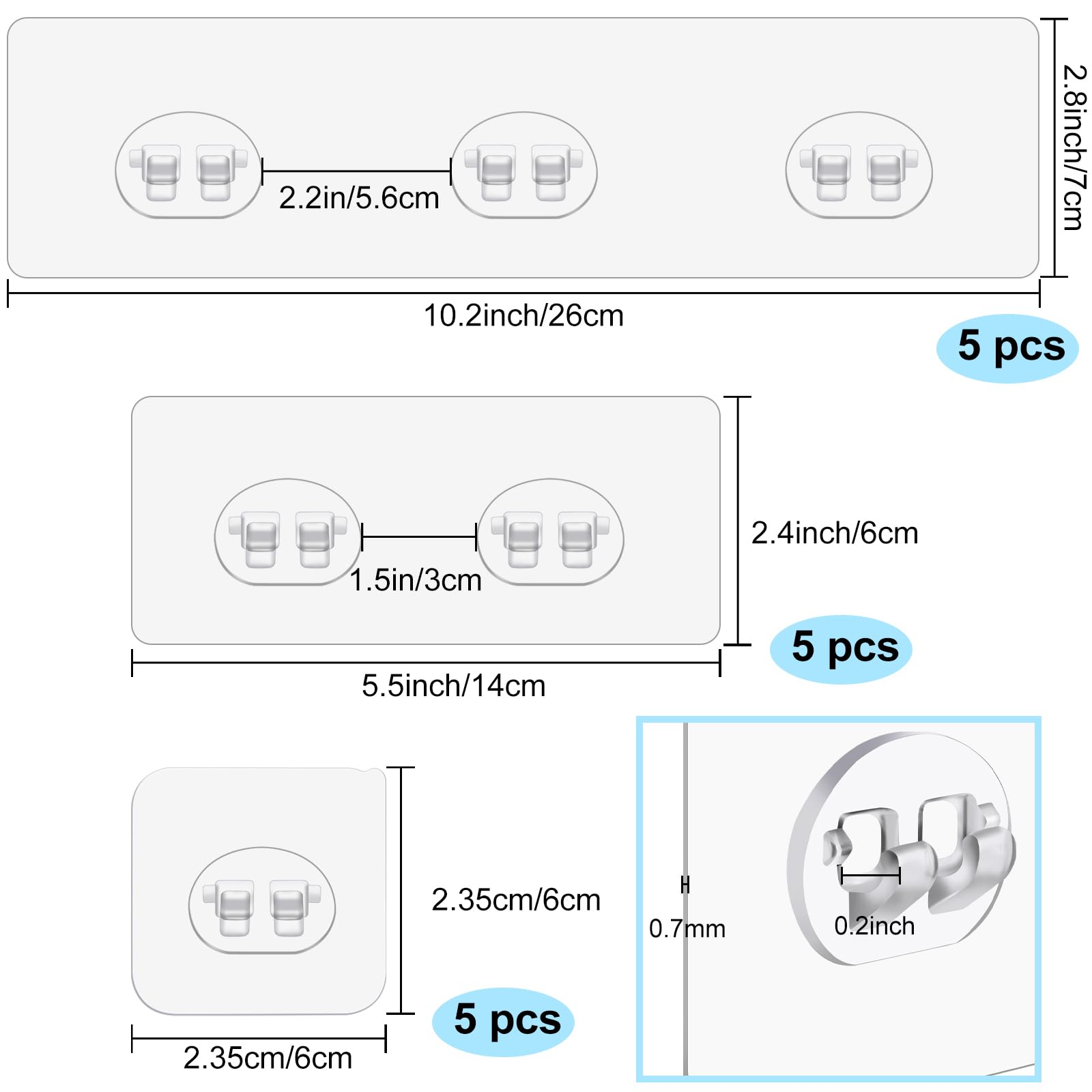 vivinin 15 Pack Shower Caddy Adhesive Replacement, Shower Shelf Adhesive No Drilling, Adhesive Shower Hooks Strong Adhesive, Adhesive Hooks for Showe Caddy, Soap Holder, And Kitchen Racks