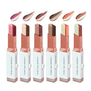 eye shadow stick double colors glitter gradient shimmer eyeshadow pen eye brightener stick 2 tone makeup korean (6 pcs)