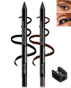 lysdefeu gel eyeliner pencil-black brown waterproof smudgeproof matte gel eyeliner pencil with sharpener,fadeproof eye liner tattoo eyeliner pen for women cat eye/smoky eye makeup,valentine's day gift