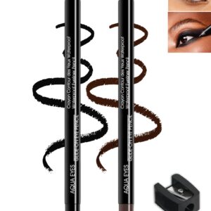 LYSdefeu Gel Eyeliner Pencil-Black Brown Waterproof Smudgeproof Matte Gel Eyeliner Pencil with Sharpener,Fadeproof Eye Liner Tattoo Eyeliner Pen for Women Cat Eye/Smoky Eye Makeup,Valentine's Day Gift