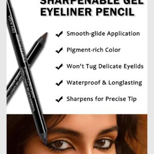 LYSdefeu Gel Eyeliner Pencil-Black Brown Waterproof Smudgeproof Matte Gel Eyeliner Pencil with Sharpener,Fadeproof Eye Liner Tattoo Eyeliner Pen for Women Cat Eye/Smoky Eye Makeup,Valentine's Day Gift