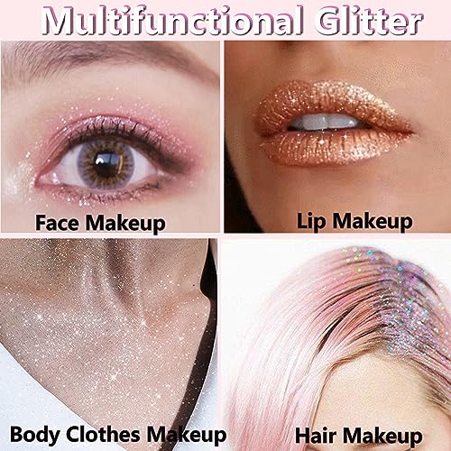 Pink Hair Glitter, Spray Glitter for Hair and Body, Body Shimmer Spray, Not Sticky Sparkle Body Highlighter, Fabric Glitter Spray for Clothing, Body Glitter Spray for Women Kids, Festival Accessories