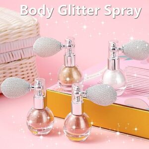 Pink Hair Glitter, Spray Glitter for Hair and Body, Body Shimmer Spray, Not Sticky Sparkle Body Highlighter, Fabric Glitter Spray for Clothing, Body Glitter Spray for Women Kids, Festival Accessories