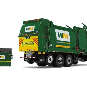 Mack TerraPro Waste Management Refuse Garbage Truck with Heil Half/Pack Freedom Front End Loader and CNG Tailgate White and Green with Garbage Bin 1/34 Diecast Model by First Gear 10-4006D