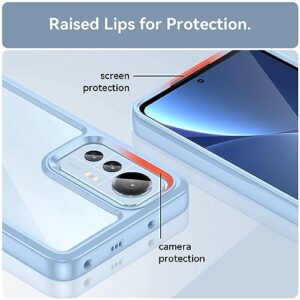 GTBDEKI Clear Case for Xiaomi 12 Lite Case, 2203129G Case with HD Screen Protector, Anti-Scratch Shockproof Clear Hard PC + TPU Bumper Protective Cover Case for Xiaomi 12 Lite 5G Crystal Blue