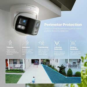 Amcrest Dual-Lens 4K (8MP) Outdoor Security POE Camera, 2 x 4MP Lenses PoE AI Turret IP Camera, 131ft Night Color, Human/Vehicle Detection, Panoramic 180° FOV, 2 x 4MP@25fps IP8M-FCT2999EW-AI (White)