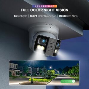 Amcrest Dual-Lens 4K (8MP) Outdoor Security POE Camera, 2 x 4MP Lenses PoE AI Turret IP Camera, 131ft Night Color, Human/Vehicle Detection, Panoramic 180° FOV, 2 x 4MP@25fps IP8M-FCT2999EW-AI (White)