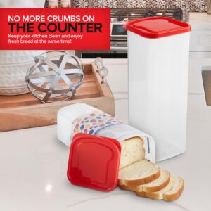 Stock Your Home Bread Container (2 Pack) Bread Loaf Keeper, Fresh Bread Storage Container, Clear Sandwich Bread Saver, Bread Holder - Bread Bin for Bun, Bagel, and Bread Loaf, Plastic Bread Box (Red)