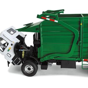 Mack TerraPro Waste Management Refuse Garbage Truck with Wittke Front Load White and Green with Garbage Bin 1/34 Diecast Model by First Gear 10-4001D