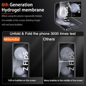 Milomdoi [9 in 1] for Samsung Galaxy Z Flip 5 Screen Protector, 3 Pack Inner Screen Flexible Film + 3 Pack Tempered Glass Back Screen Protector + 3 Pack Camera Protector with Easy Installation Frame