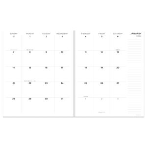 TF PUBLISHING 2024 Denim Large Monthly Planner | 2 Page Spreads with Large Calendar Grid and Inspirational Planning Prompts | 12 Month Calendar for School and Work | 9"x11"