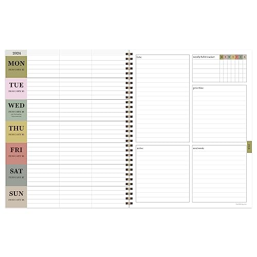 TF PUBLISHING 2024 Wild Sage Large Weekly Monthly Planner | Monthly Life Planner for Women with 2 Page Spreads | 12 Month Calendar and Planning Prompts | Planner for School or Work | 9"x11"