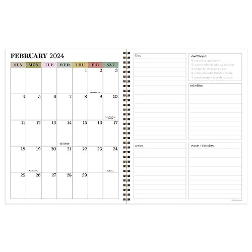 TF PUBLISHING 2024 Wild Sage Large Weekly Monthly Planner | Monthly Life Planner for Women with 2 Page Spreads | 12 Month Calendar and Planning Prompts | Planner for School or Work | 9"x11"