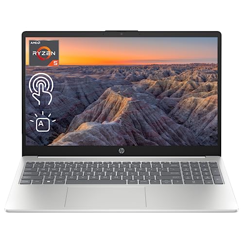 HP 2023 Newest Laptop, 15.6" HD Touchscreen, AMD Ryzen 5 7530U (Beats i7-1165G7), 16GB RAM, 1TB PCIe SSD, Webcam, Backlit KB, HDMI, Type-C, Wi-Fi 6, Windows 11 Home, Silver, KKE Accessories