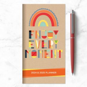 TF PUBLISHING 2024-2025 Enjoy Every Moment 2-Year Small Monthly Pocket Planner | 2-Page Large Calendar Grid and Lined Notes Section in Back | Monthly Day Planner for Purse | 3.5" x 6.5"