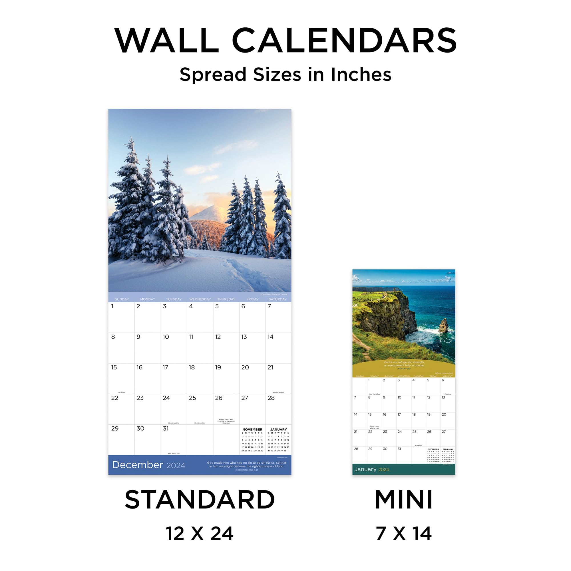 TF PUBLISHING 2024 Paths to God Mini Calendar | Large Grids for Appointments and Scheduling | Vertical Monthly Wall Calendar 2024 | Home and Office Organization | Premium Thick Gloss Paper | 7"x7"