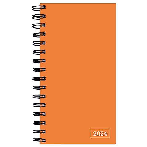 TF PUBLISHING 2024-2025 Citrus Orange 2-Year Small Monthly Pocket Planner | 2-Page Large Calendar Grid and Lined Notes Section in Back | Monthly Day Planner for Purse | 3.5" x 6.5"