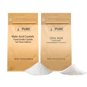 pure original ingredients malic acid & citric acid bundle, food grade, tart flavor