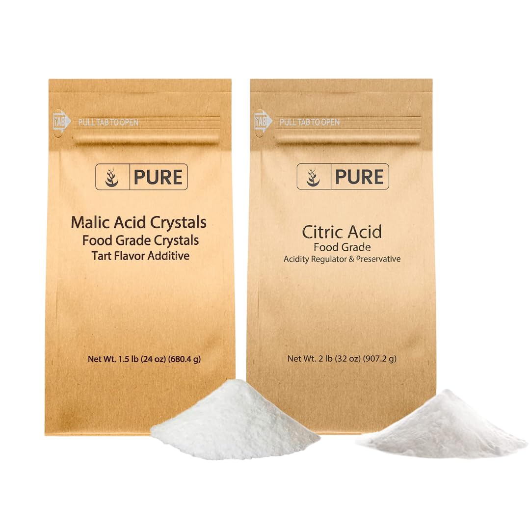 PURE ORIGINAL INGREDIENTS Malic Acid & Citric Acid Bundle, Food Grade, Tart Flavor