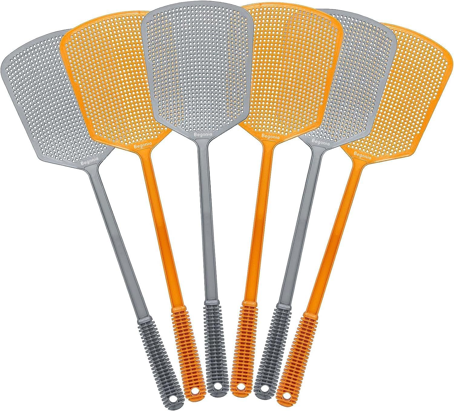 Fly Swatters-Begonia 5pack Heavy Duty Fly Swatters with Bigger Paddle, Multi Pack Matamoscas, Jumbo Long Handle Fly Swat Shatter Bulk, Large Bug Swatter That Work for Indoor and Outdoor