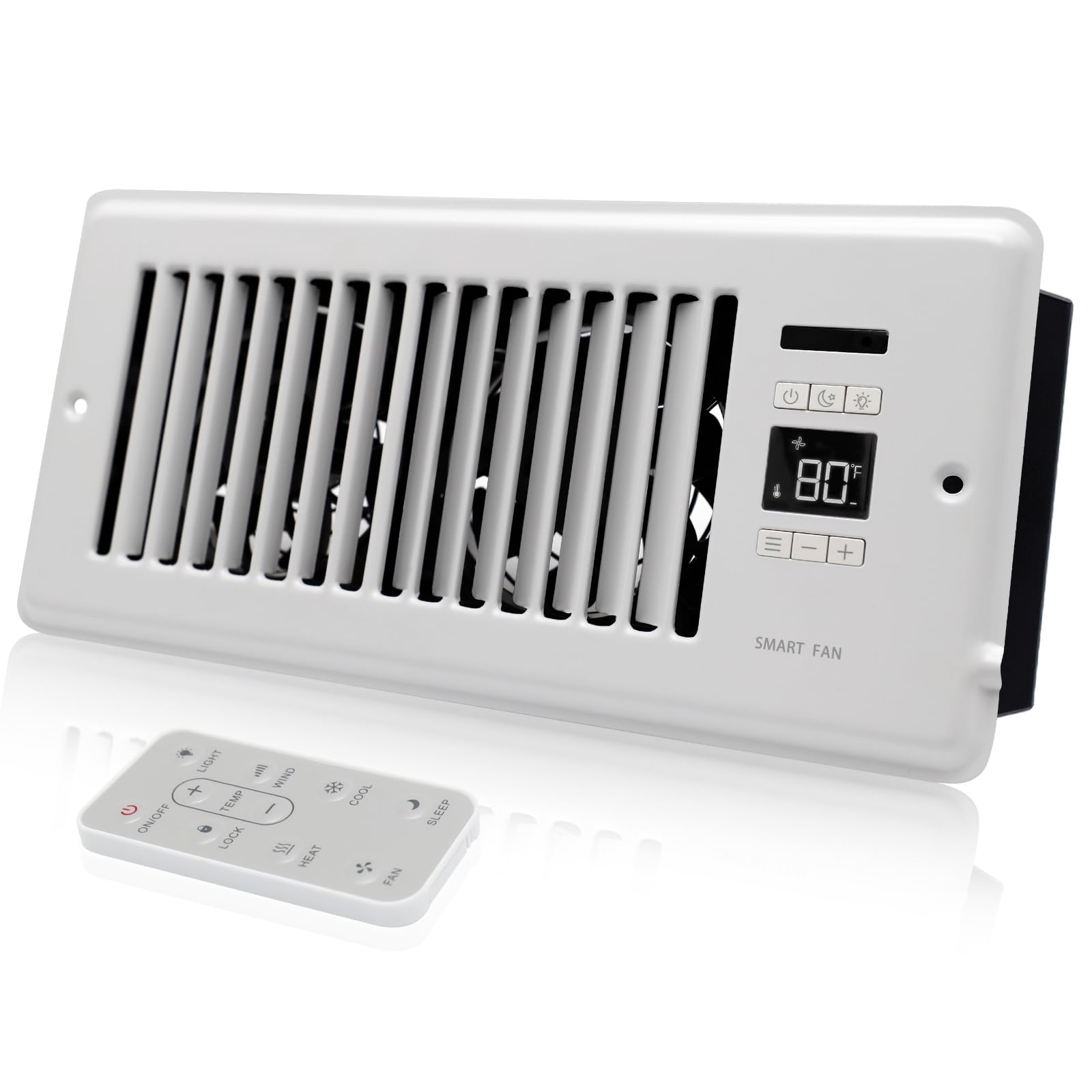 Howeall Super Quiet Register Booster Fan 4" x 10" - Intelligent Thermostat Control Vent Fan Booster - Cooling Heating Smart Register Vent - White