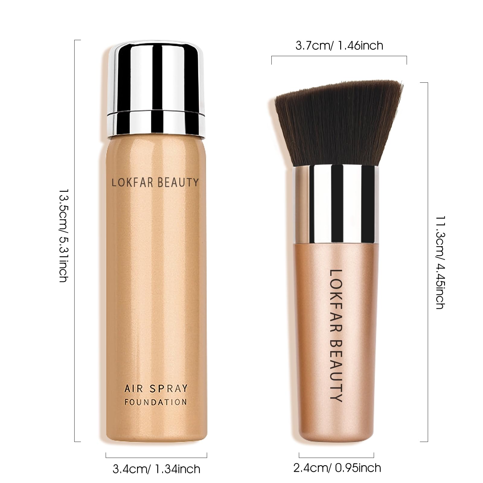 LOKFAR AirBrush Foundation Spray, Silky Mist Foundation Spray Makeup Set with Brush, Full Coverage Foundation for Smooth Radiant Finish, Formula Breathable Lightweight Hydrating | #02 Nude