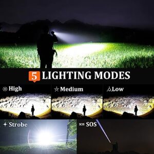 Driverwish Rechargeable LED Flashlights High Lumens,LightLink 250000 Lumens Super Bright Zoomable Waterproof Flashlight with 5 Modes,Powerful Handheld Flashlight for Emergencies,Camping(Update)