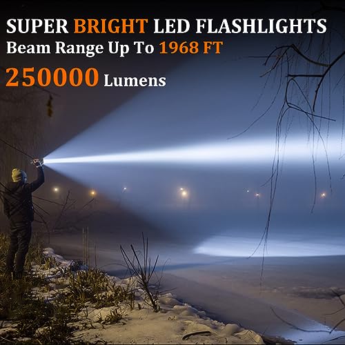 Driverwish Rechargeable LED Flashlights High Lumens,LightLink 250000 Lumens Super Bright Zoomable Waterproof Flashlight with 5 Modes,Powerful Handheld Flashlight for Emergencies,Camping(Update)