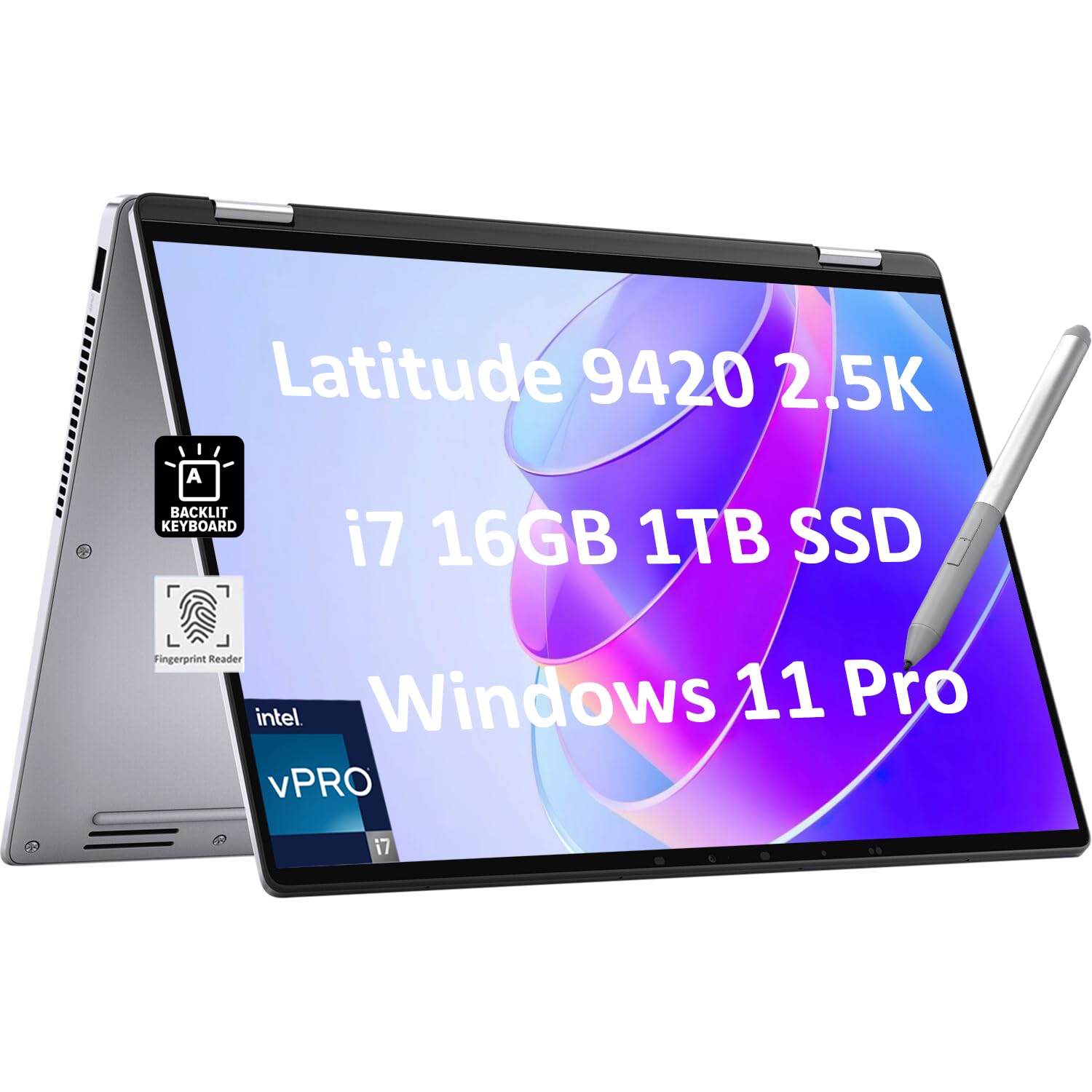 Dell Latitude 9420 14" 2.5K 2-in-1 Touchscreen (Intel Core i7-1185G7 vPro, 16GB RAM, 1TB SSD, Rechargeable Stylus) Business Laptop, Backlit, Fingerprint, Thunderbolt 4, Webcam, Wi-Fi 6E, Win 11 Pro