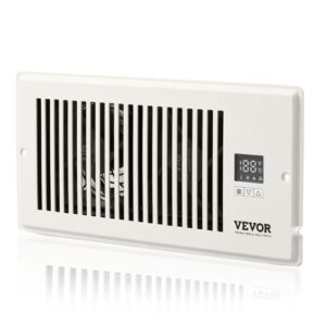 VEVOR Register Booster Fan, Quiet Vent Booster Fan Fits 4” x 10” Register Holes, with Remote Control and Thermostat Control, Adjustable Speed for Heating Cooling Smart Vent, White