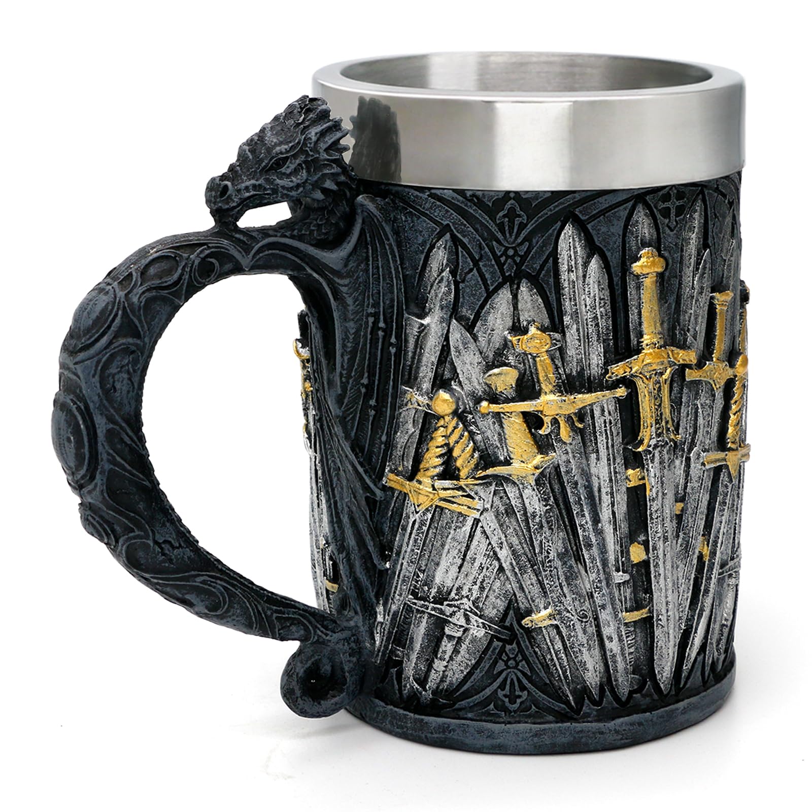 alikiki Medieval Game of Sword Thrones Dragon Coffee Mug 21oz - Legends of The Swords Drinking Beer Stein Tankard Cup LOTRS D&D Gifts for Men Women Dragon Collector Themed Party Decorations