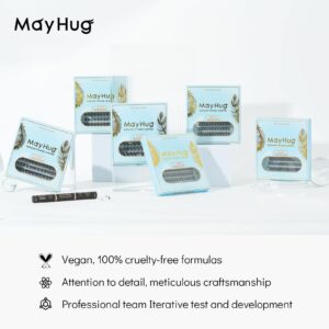 Mayhug Lash Clusters Eyelash Clusters 96 Pcs Individual Lashes D Curl, 0.05 Super Thin Band DIY Cluster Eyelash Extensions, Wispy Lash Clusters Mix 8-16 False Eyelashes Natural Look (MUGGY)