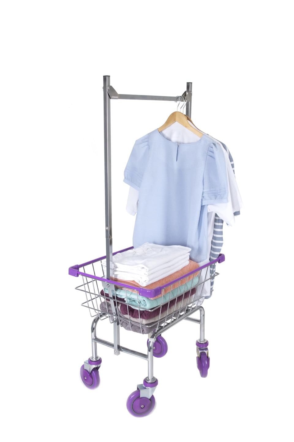 CHAMIN 1.5BU Chrome Coated CART for House and Commercial (Lavender Color) (Chrome, 1.5 Bushel)